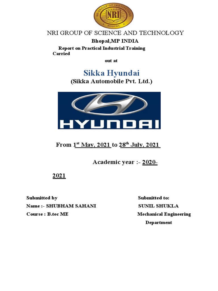 Industrial Training Sample Report | PDF | Brake | Clutch