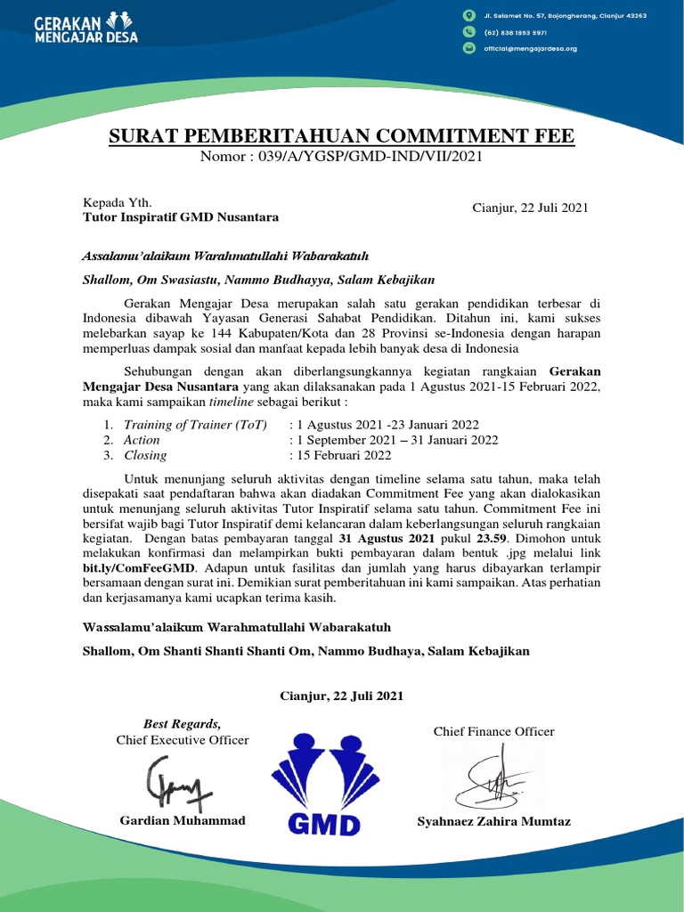 Surat Commitment Fee | PDF