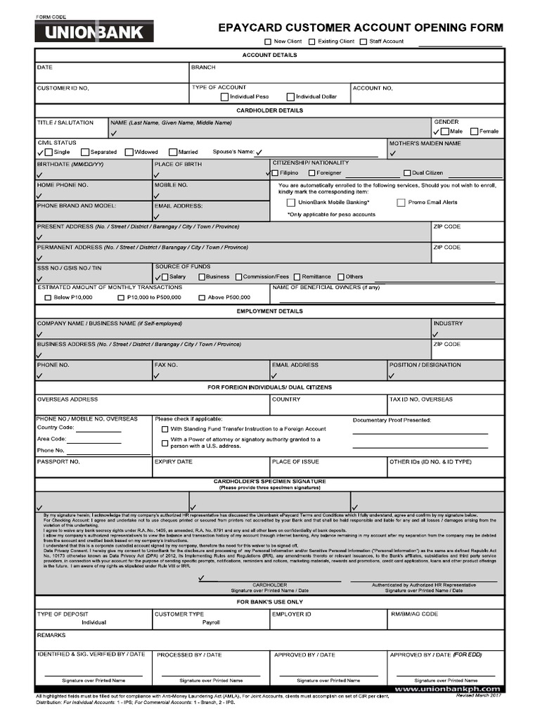 UBP Form | PDF