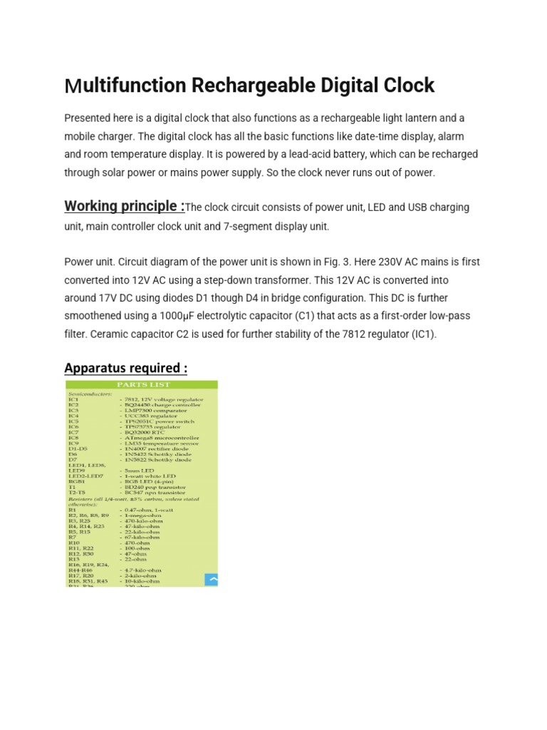 Multifunction Rechargeable Digital Clock | PDF