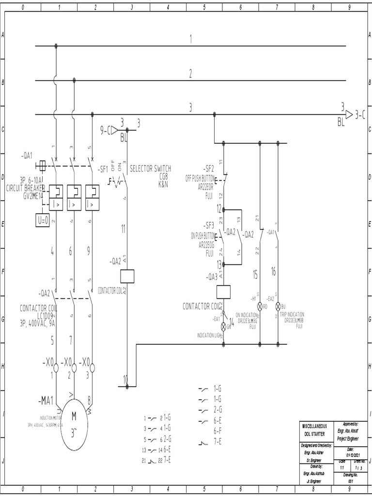 Schematic Diagram of an Electrical Control Circuit for an Industrial ...