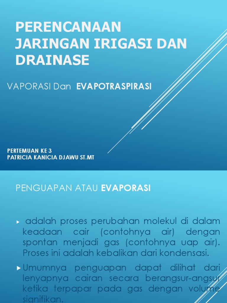 TM.03 PPT Perencanaan Irigasi Dan Drainase | PDF | Sains & Matematika