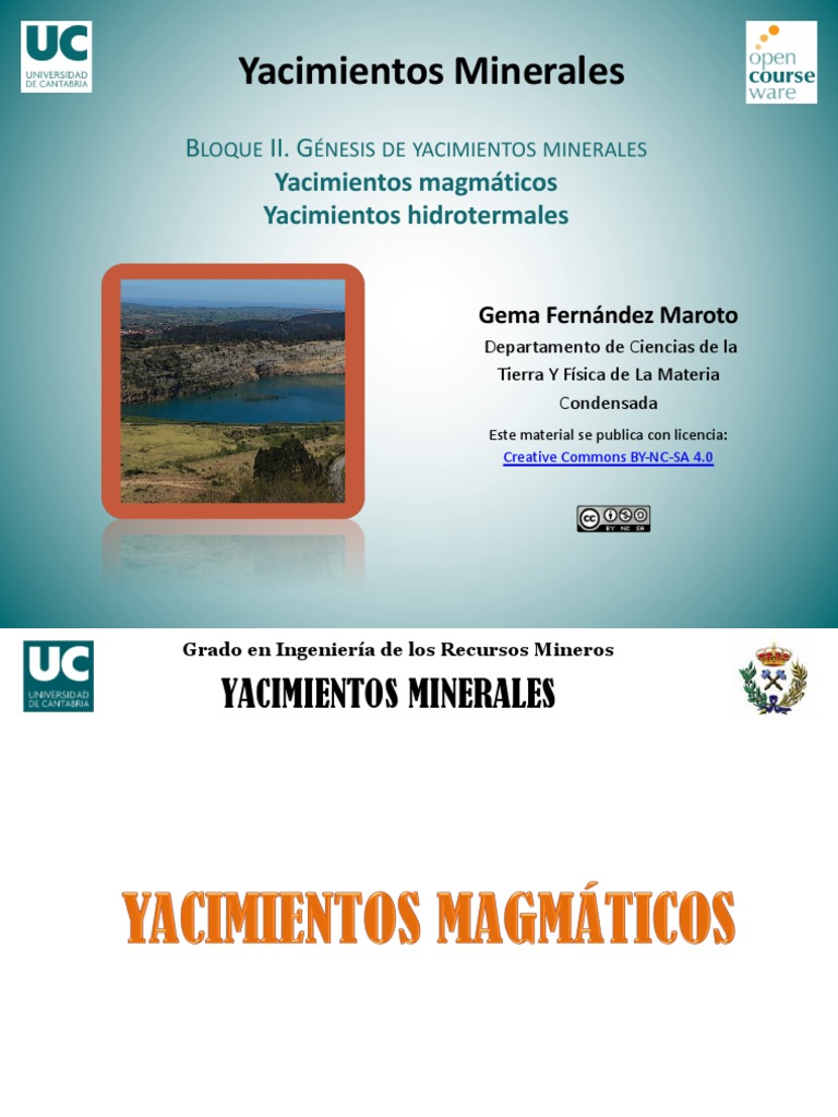 Yacimientos Magmáticos y Hidrotermales | PDF | Magma | Minerales