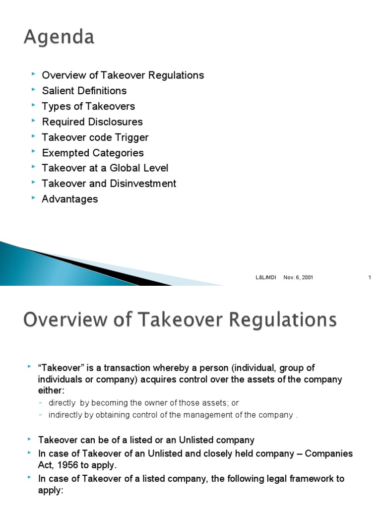 Takeover Presentation | PDF | Takeover | Economies