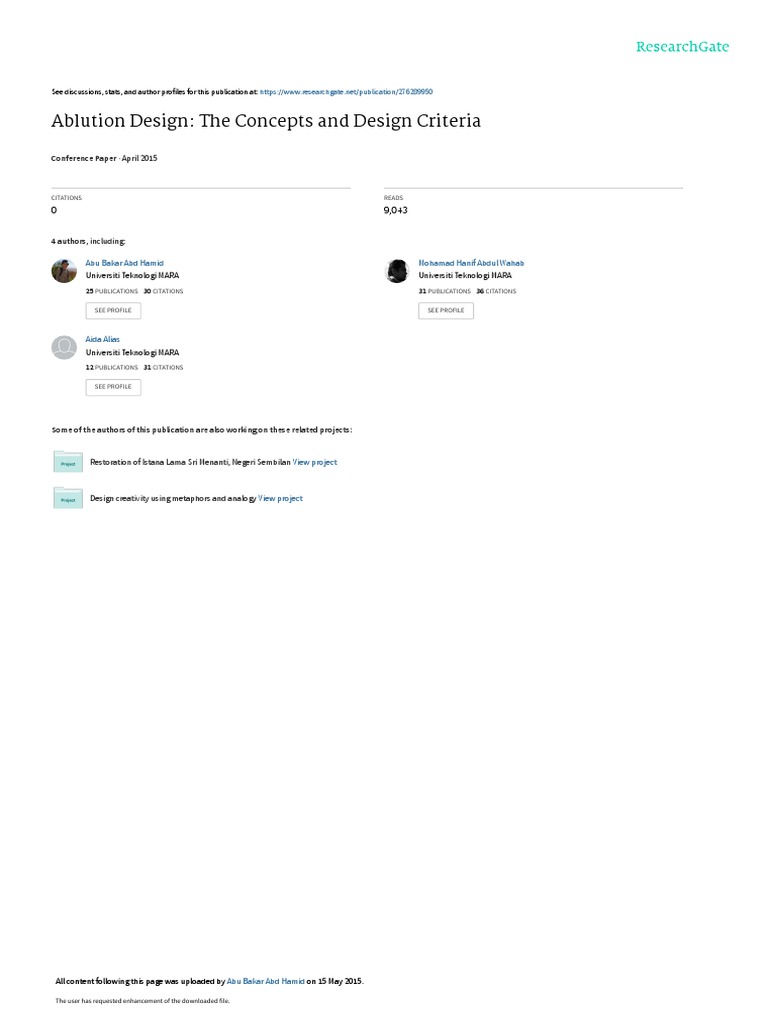 Ablution Design Concepts & Criteria | PDF | Art
