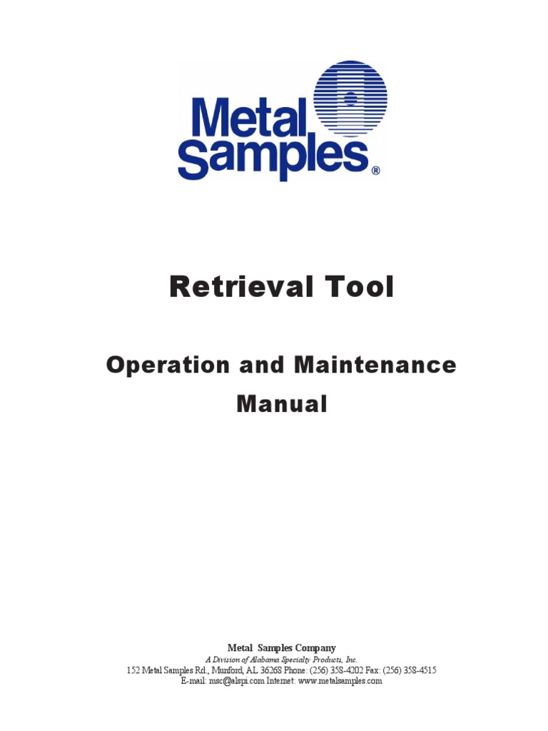 Retrieval Tool: Operation and Maintenance Manual | PDF | Pipe (Fluid ...