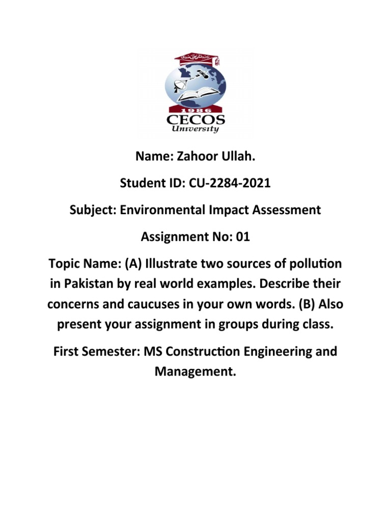 Pollution Assignment | PDF | Air Pollution | Water Pollution