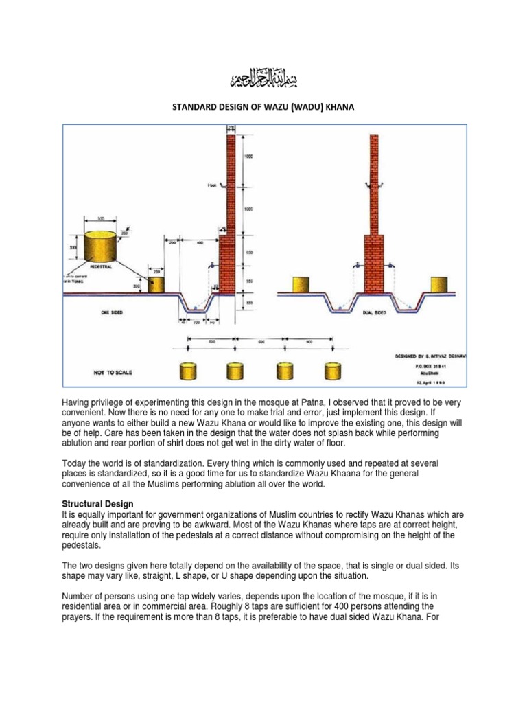 Standard Design of Wazu (Wadu) Khana | PDF | Economic Sectors ...