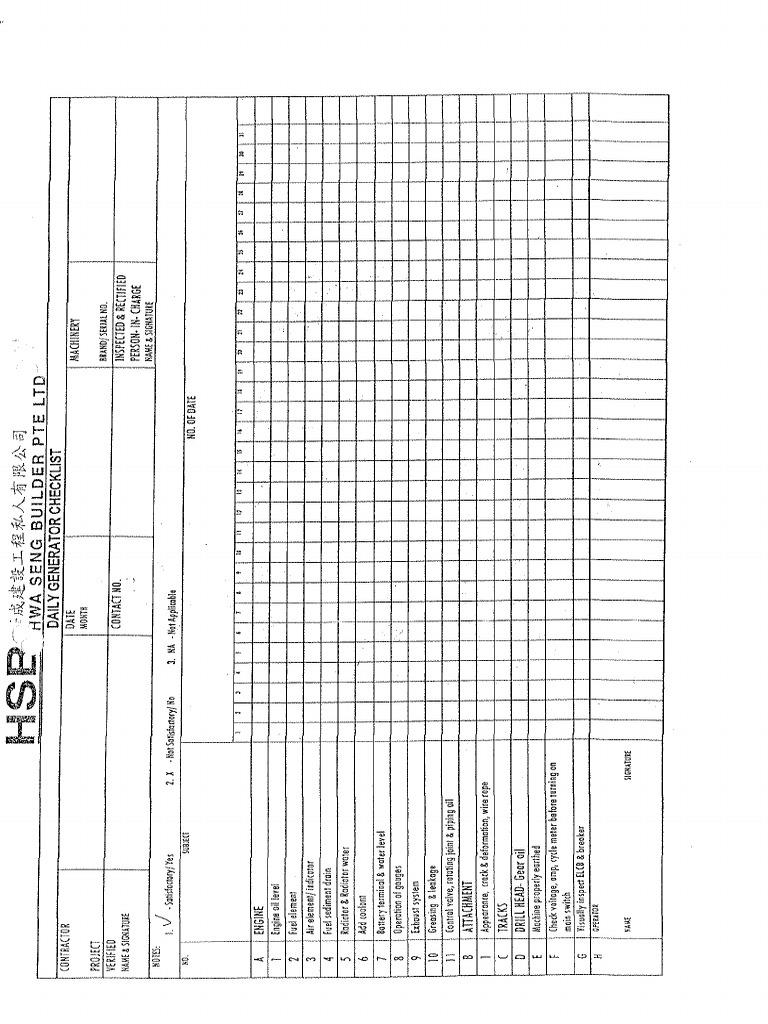 Daily Generator Checklist | PDF