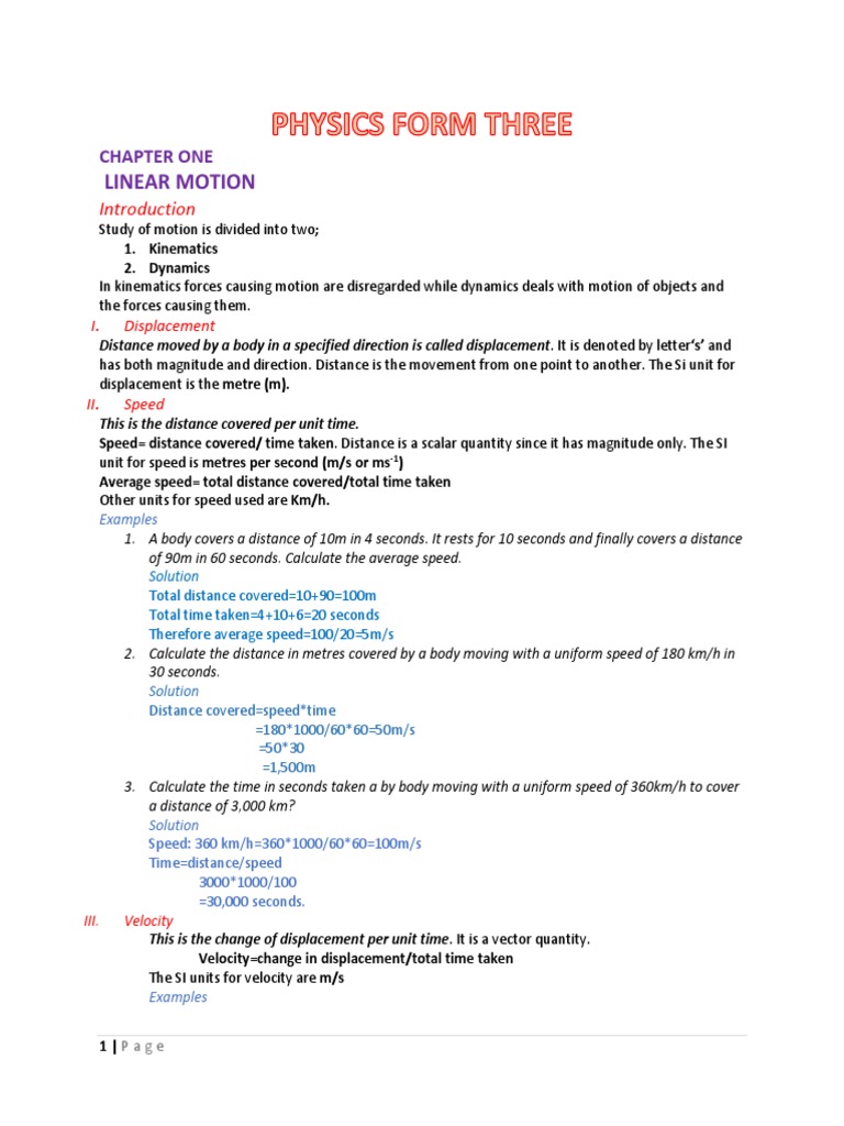 Physics Form 3 Notes | PDF | Friction | Electric Current