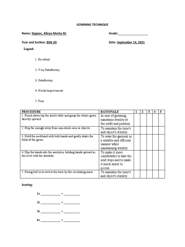 GOWNING TECHNIQUE Gowning and Gloving The Surgeon | PDF