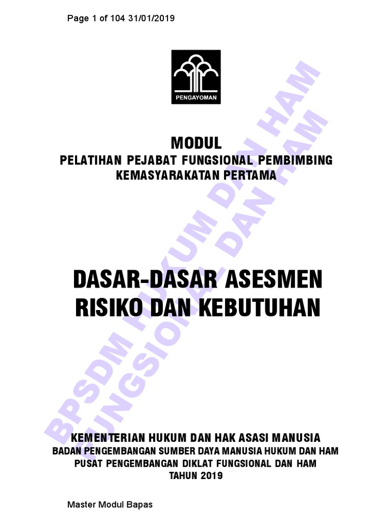 BPSDM Hukum Dan Ham Fungsional Dan Ham: Dasar-Dasar Asesmen Risiko Dan Kebutuhan | PDF