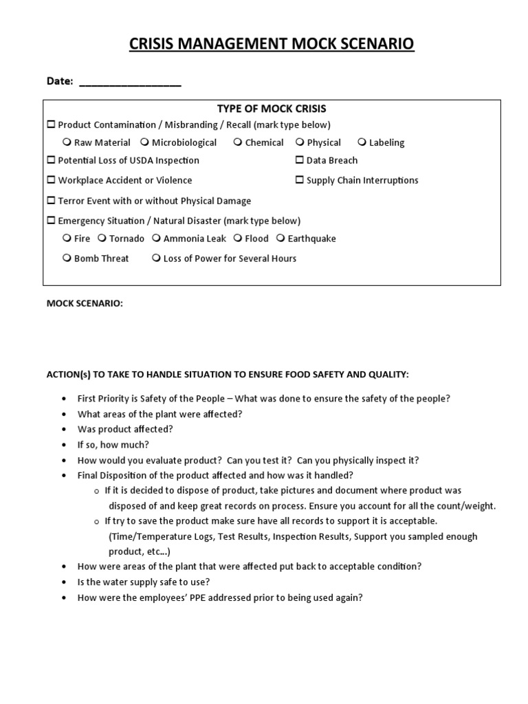Crisis Mock Scenario Form | PDF