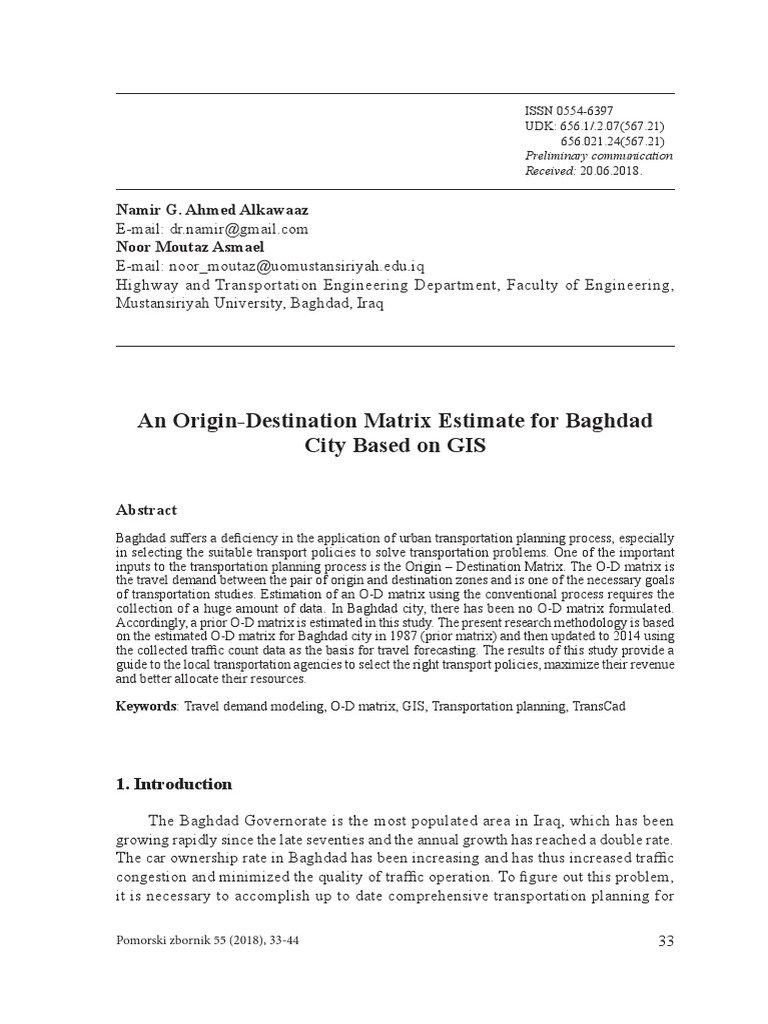 An Origin Destination Matrix Estimate Fo Download Free Pdf Transport Traffic