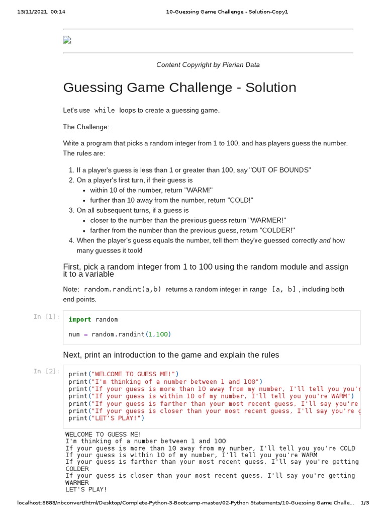 10-Guessing Game Challenge - Solution-Copy1 | PDF | Computer Engineering | Computer Programming