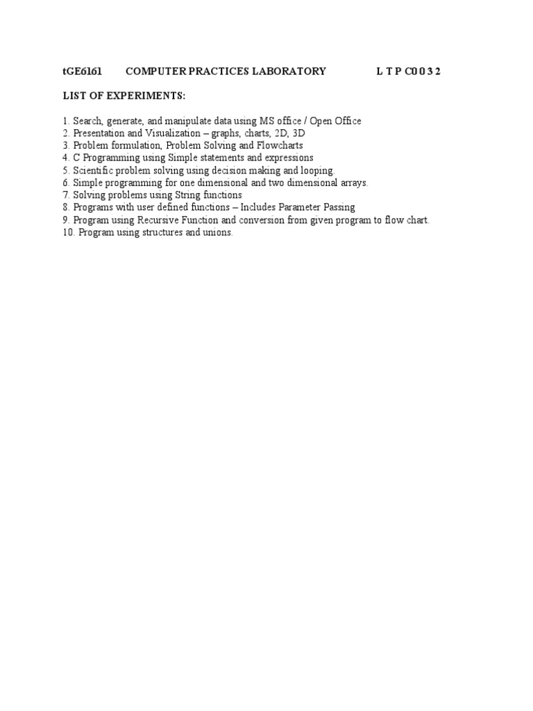 CPL Lab Manual | PDF | String (Computer Science) | Chart