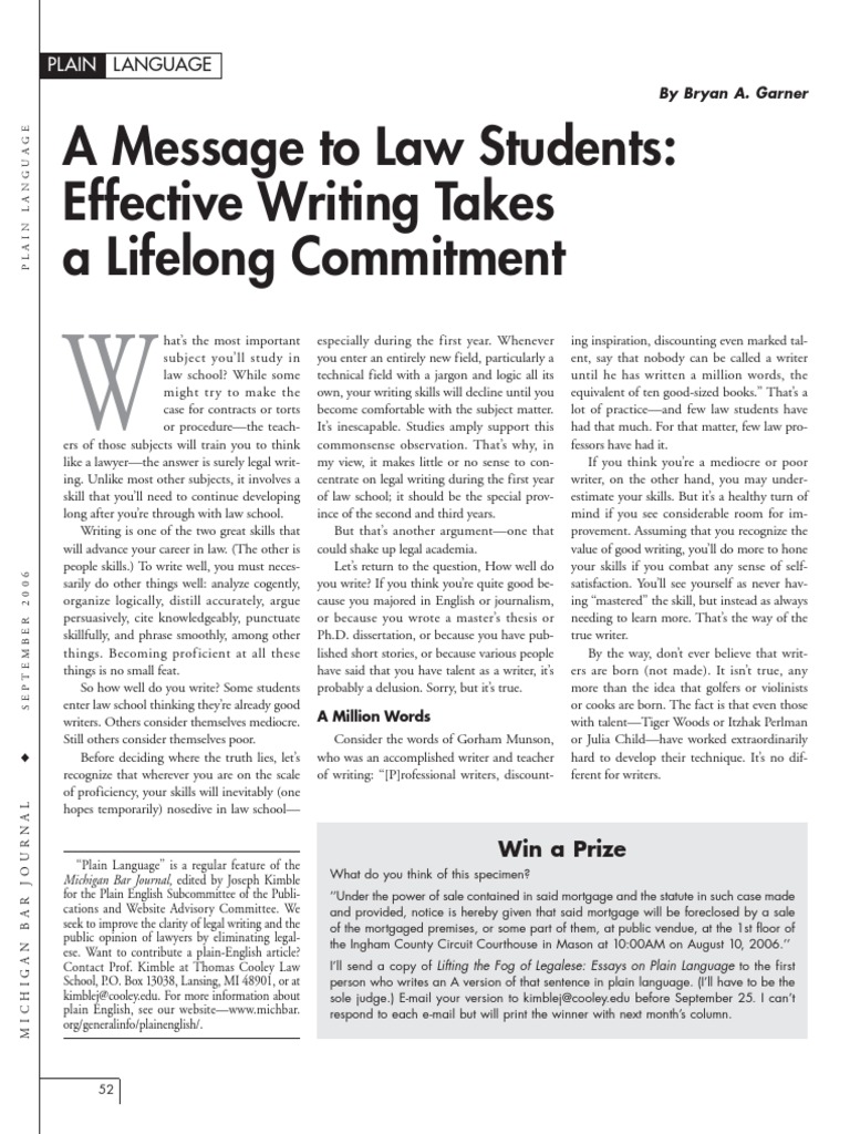 A Message To Law Students: Effective Writing Takes A Lifelong ...