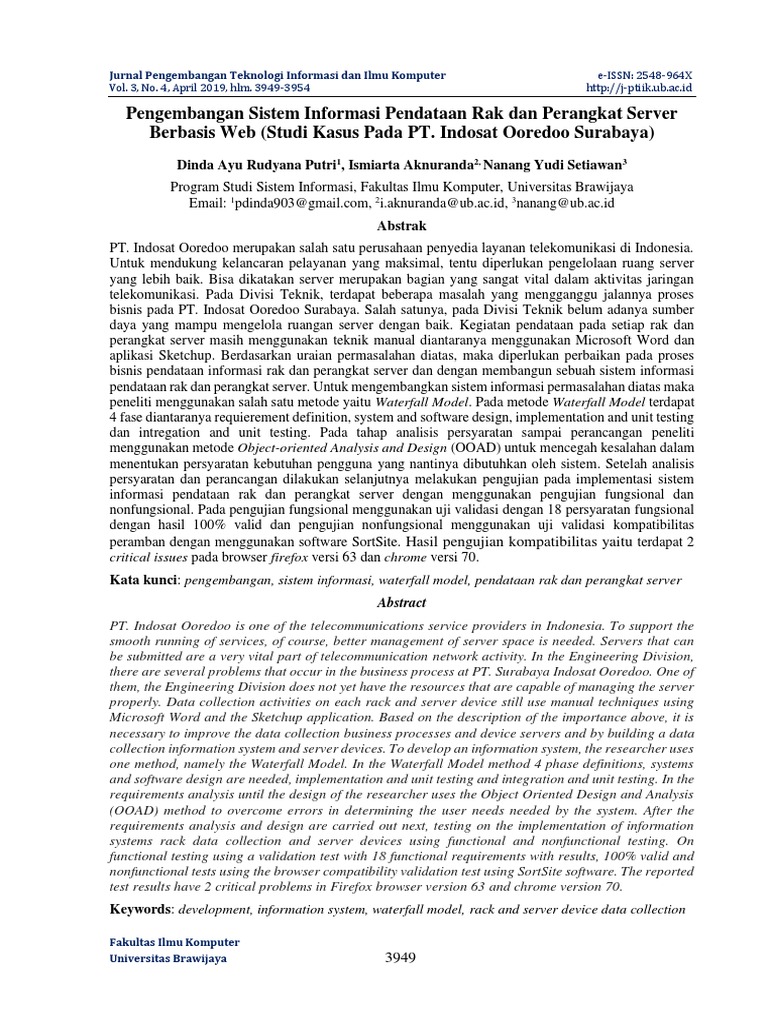 Pengembangan Sistem Informasi Pendataan Rak Dan Perangkat Server Berbasis Web (Studi Kasus Pada ...