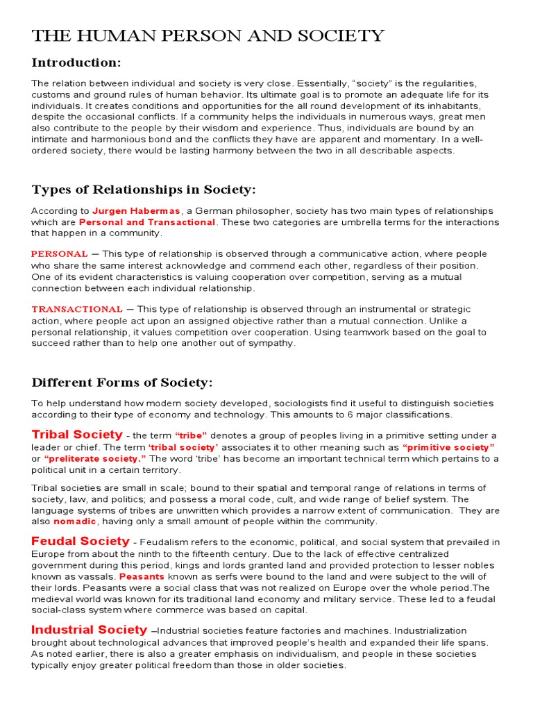 The Human Person and Society | PDF | Society | Citizenship