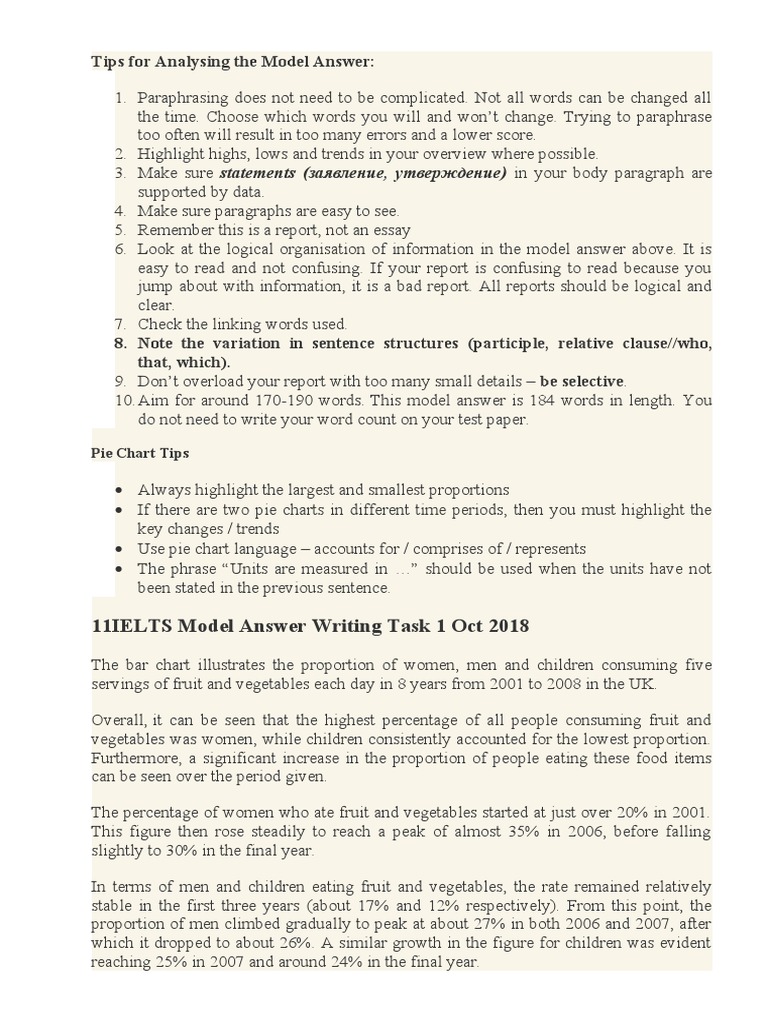 IELTS - Tips For Writing Charts | PDF | International English Language ...