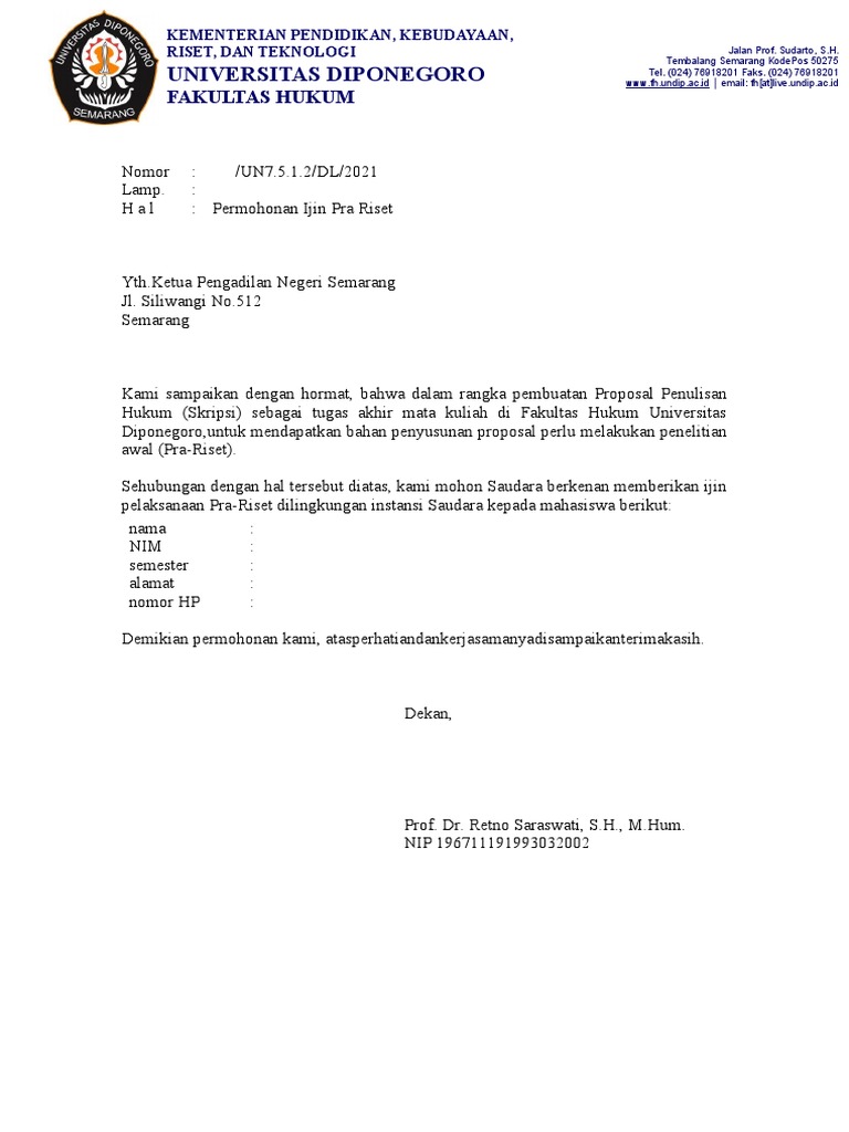 1a SURAT IJIN PRA RISET | PDF