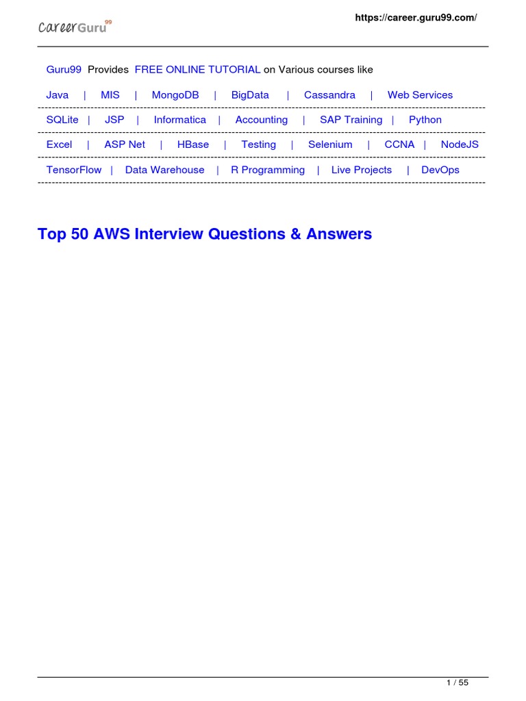 Top 15 Aws Interview Questions | PDF | Cloud Computing | Amazon Web ...
