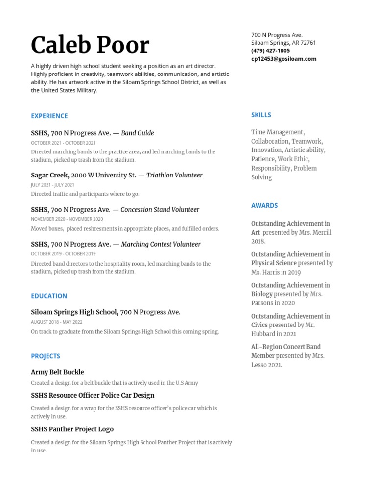 Caleb Poor Resume Final 1 | PDF | Cognition