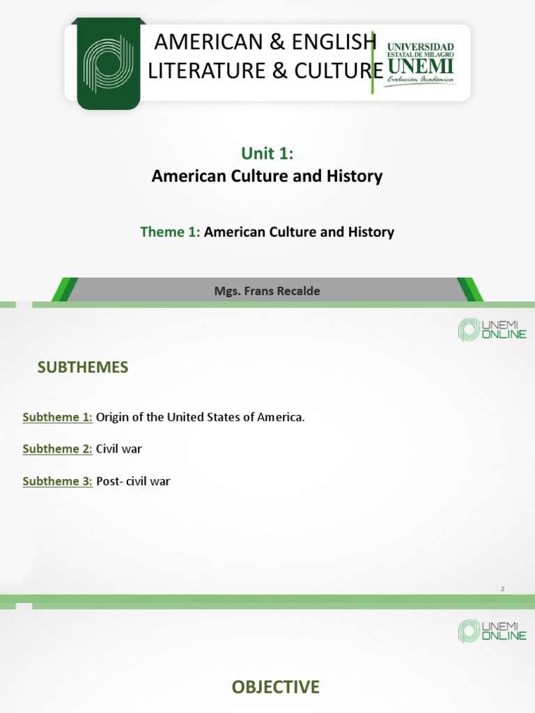 TEMA 1 UNIDAD 1american Culture and History | PDF | The United States ...
