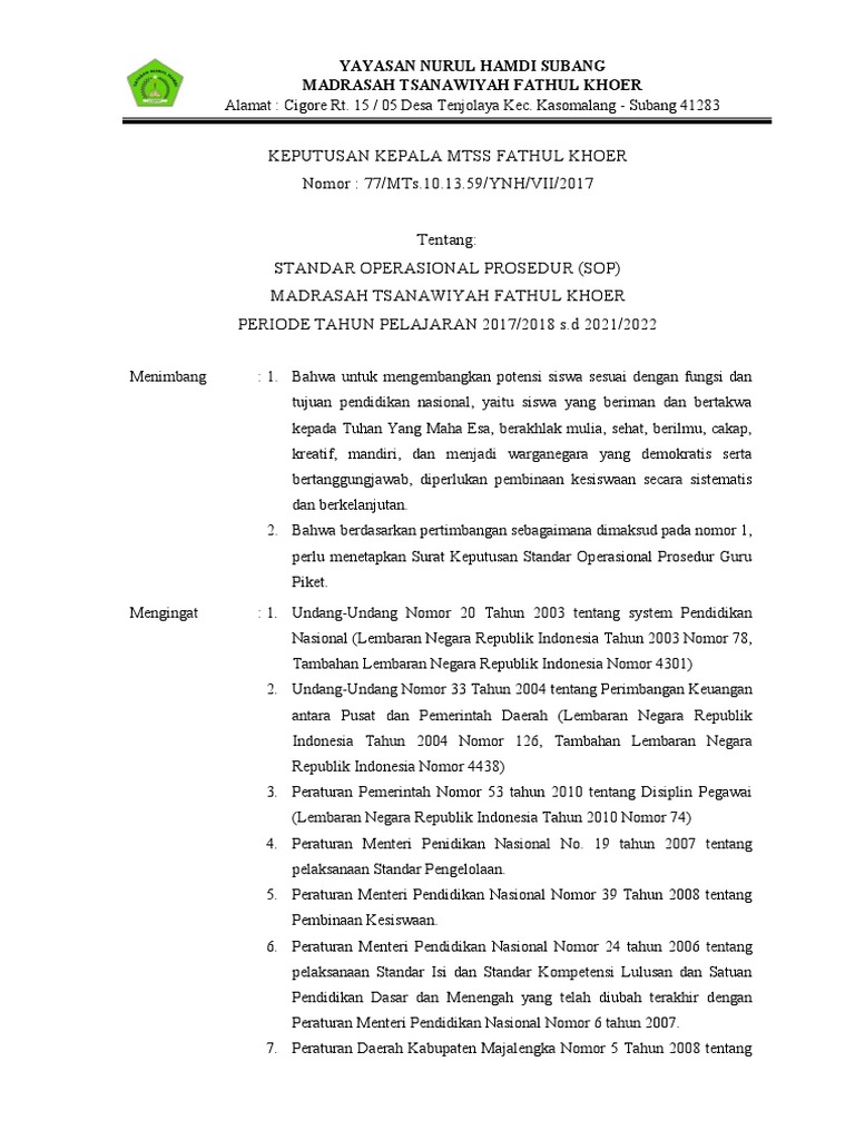 SK Sop Madrasah | PDF