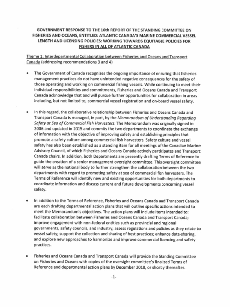 Gov Response To DFO LOA Report | PDF