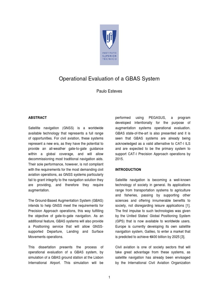 Operational Evaluation of A GBAS System: Paulo Esteves | PDF | Global Positioning System | Transport