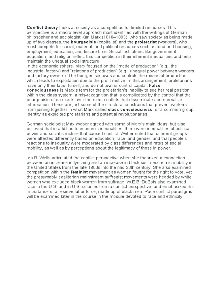 Conflict Theory Looks at Society As A Competition For Limited Resources ...