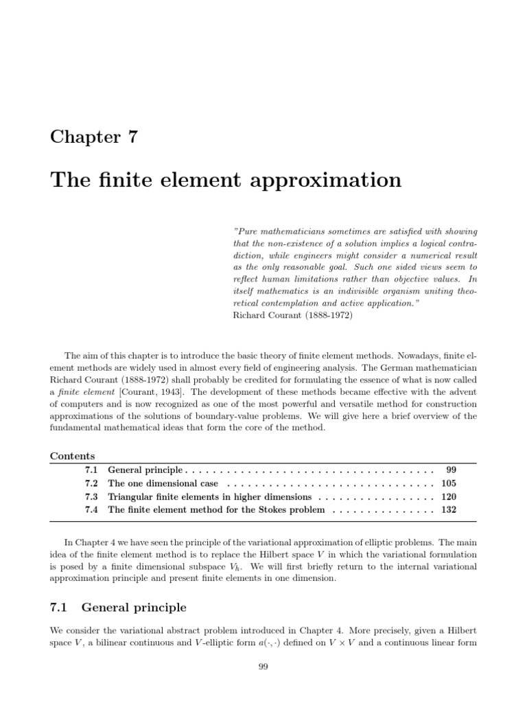 The Finite Element Approximation: 7.1 General Principle | PDF | Finite Element Method | Calculus ...