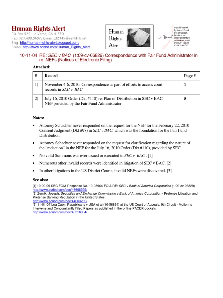 Human Rights Alert: Attached: # Record # 1 | PDF | U.S. Securities And Exchange Commission | Lawsuit