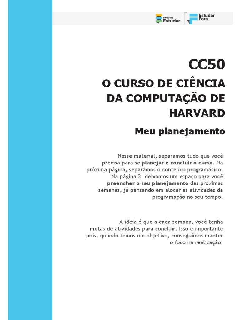 CC50 - O Curso de Ciência Da Computação de Harvard - Meu Planejamento ...