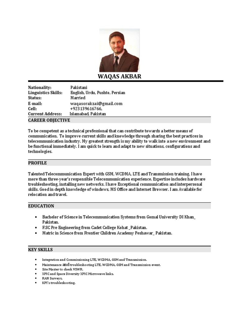 Waqas CV Recently Updated | PDF | Ericsson | Lte (Telecommunication)