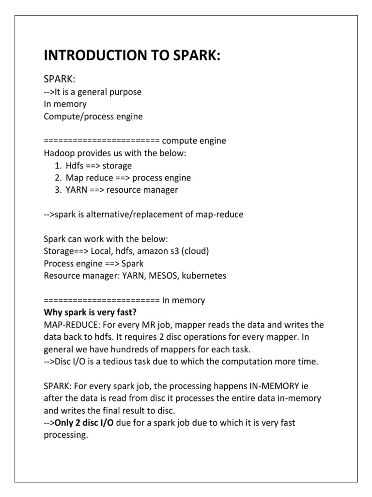 Spark Intro | PDF | Apache Spark | Map Reduce Spark Intro | PDF | Apache Spark | Map Reduce