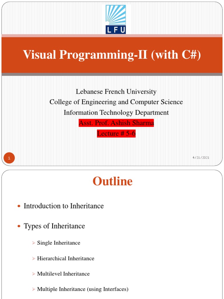 Visual Programming-II (With C#) | PDF | Inheritance (Object Oriented ...