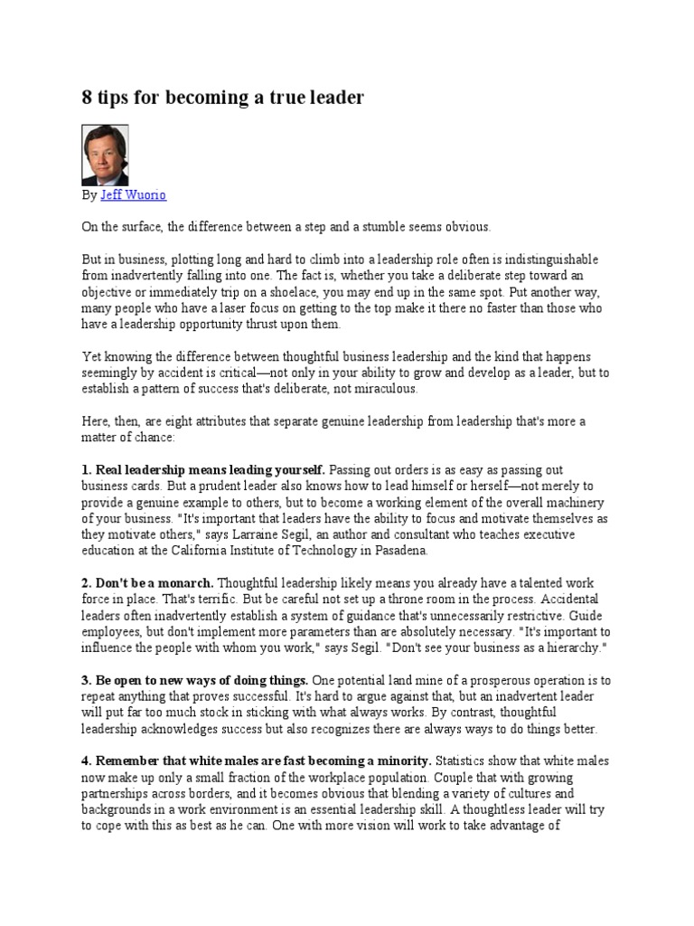 8 Tips For Becoming A True Leader | PDF | Leadership