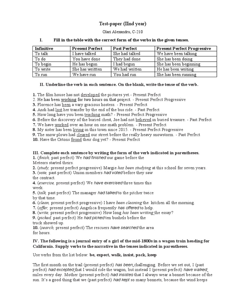 Test-Paper (Iind Year) | PDF | Verb | Grammatical Tense