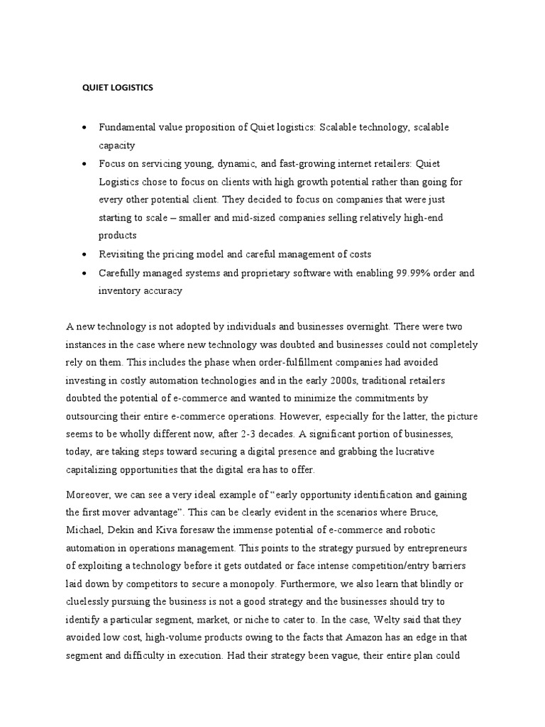 Quiet Logistics | PDF | E Commerce | Logistics