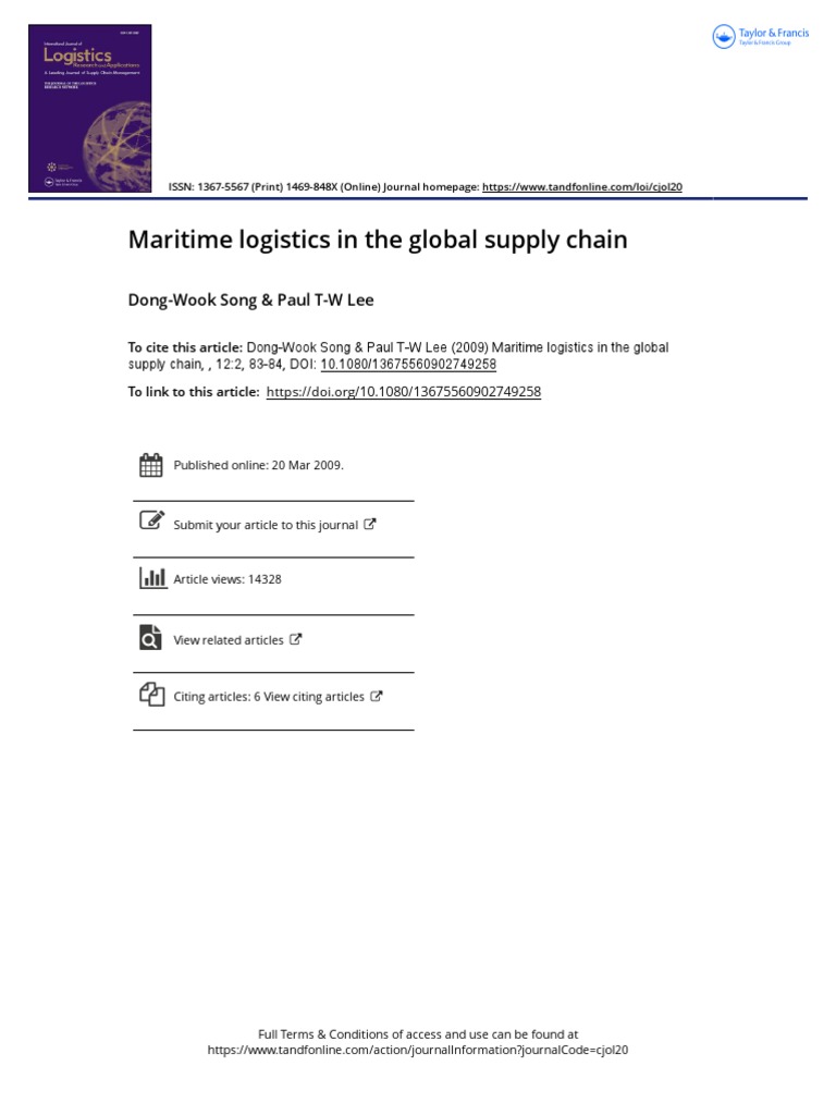 Maritime Logistics in The Global Supply Chain | PDF | Logistics ...