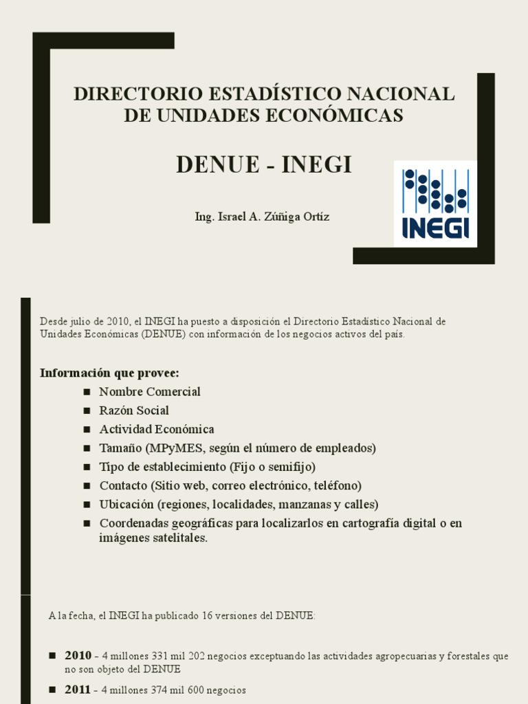Presentacion DENUE | PDF | Economias
