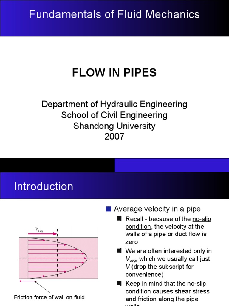 Fundamentals of Fluid Mechanics: Flow in Pipes | PDF | Reynolds Number ...