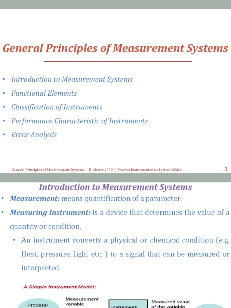 General Principles of Measurement Systems | PDF | Observational Error ...