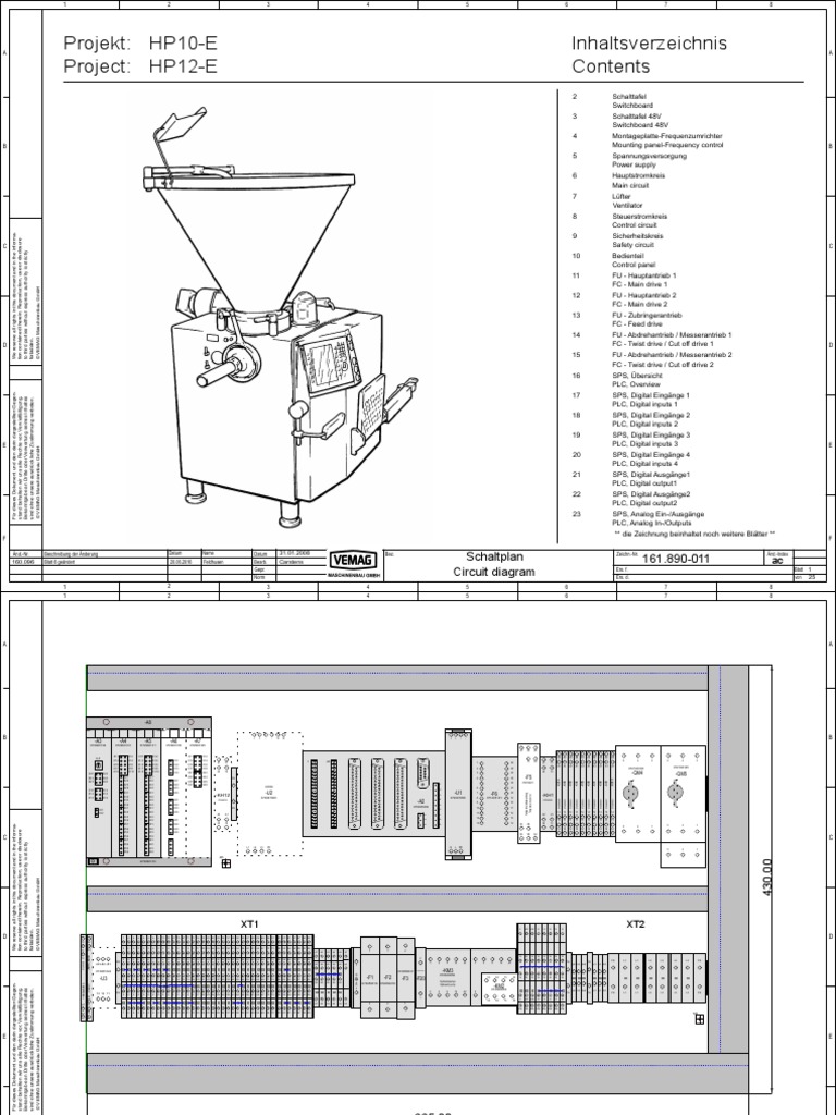 Projekt: Project: Inhaltsverzeichnis HP10-E HP12-E: Schaltplan Circuit Diagram 161.890-011 | PDF