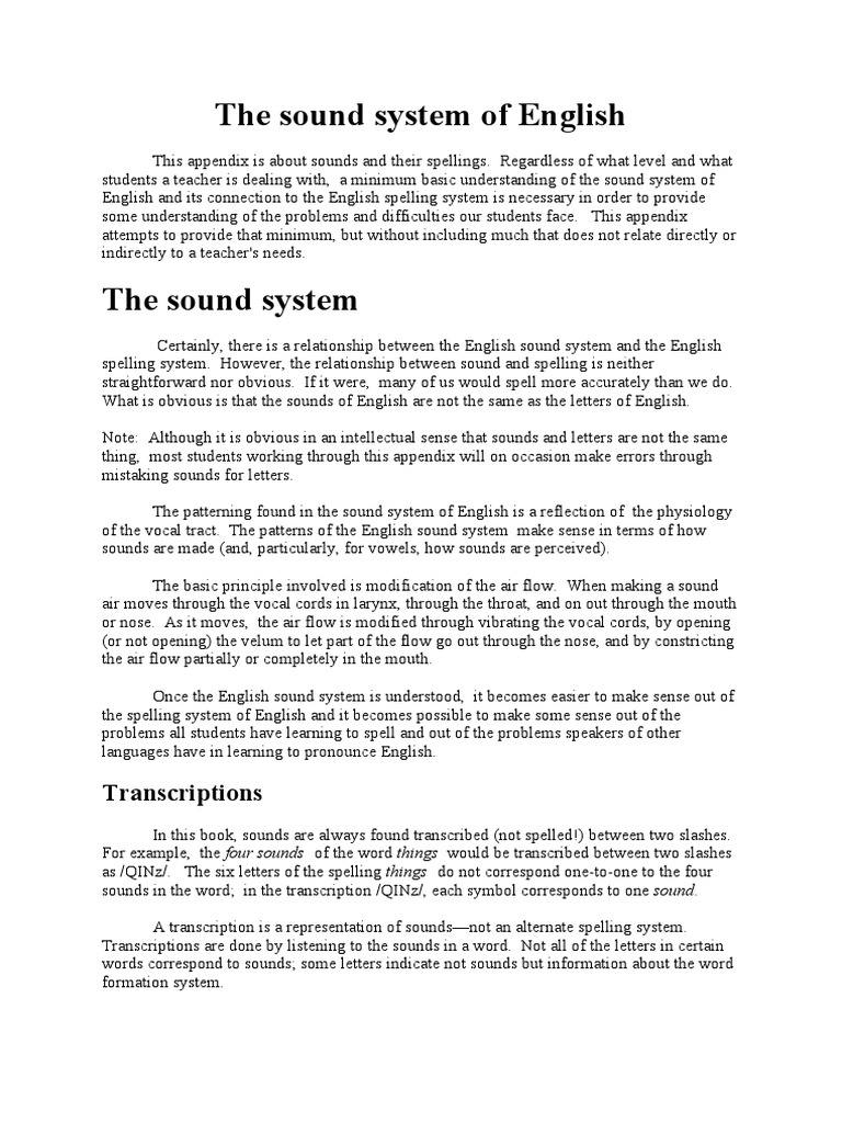 The Sound System of English | Download Free PDF | Consonant | Phonetics