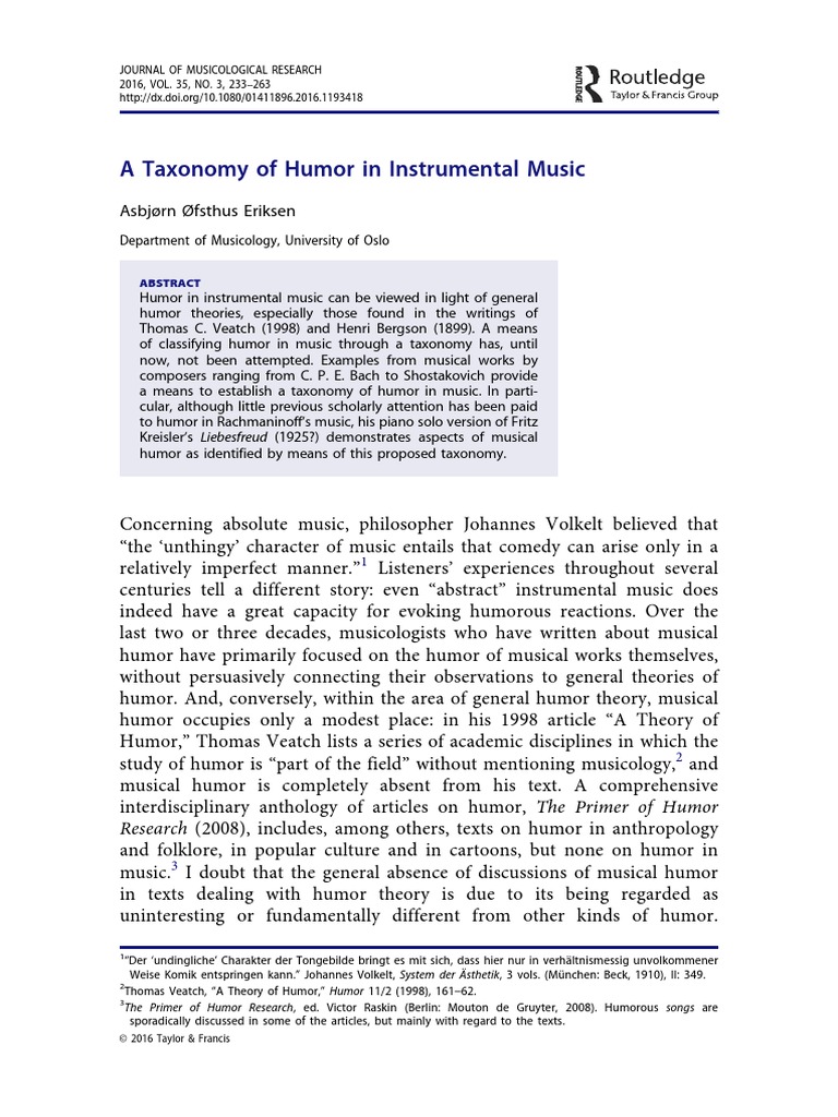 Eriksen - A Taxonomy of Musical Humor | PDF | Jokes | Humour