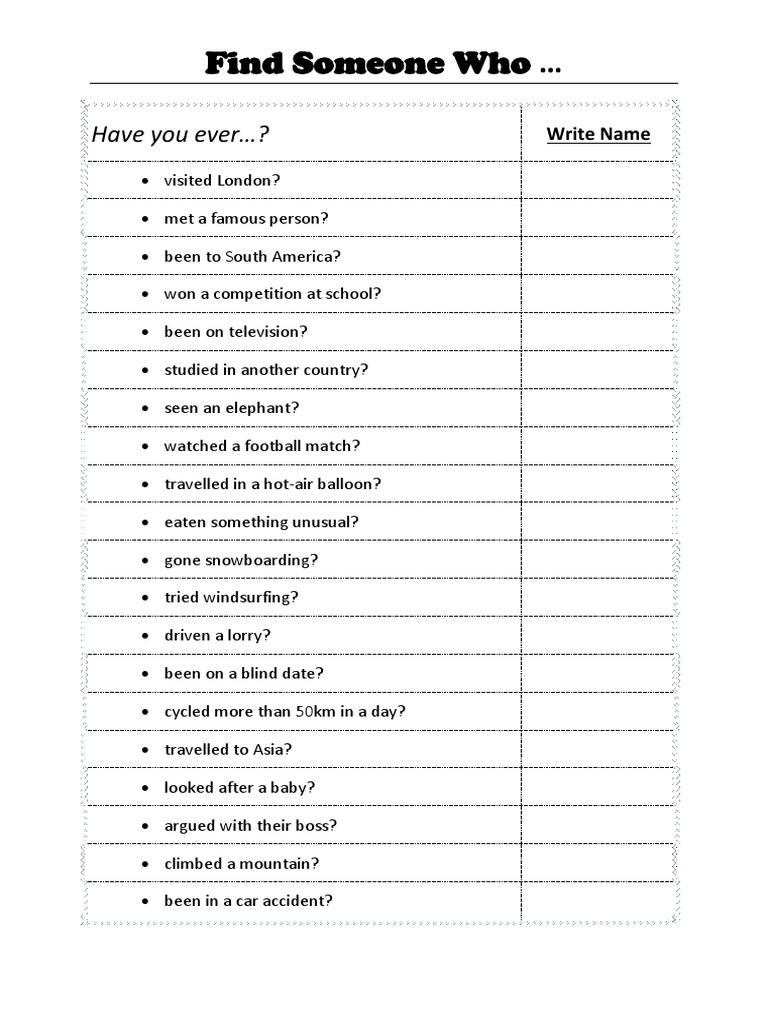 Find Someone Who Fun Activities Games - 18678 | PDF