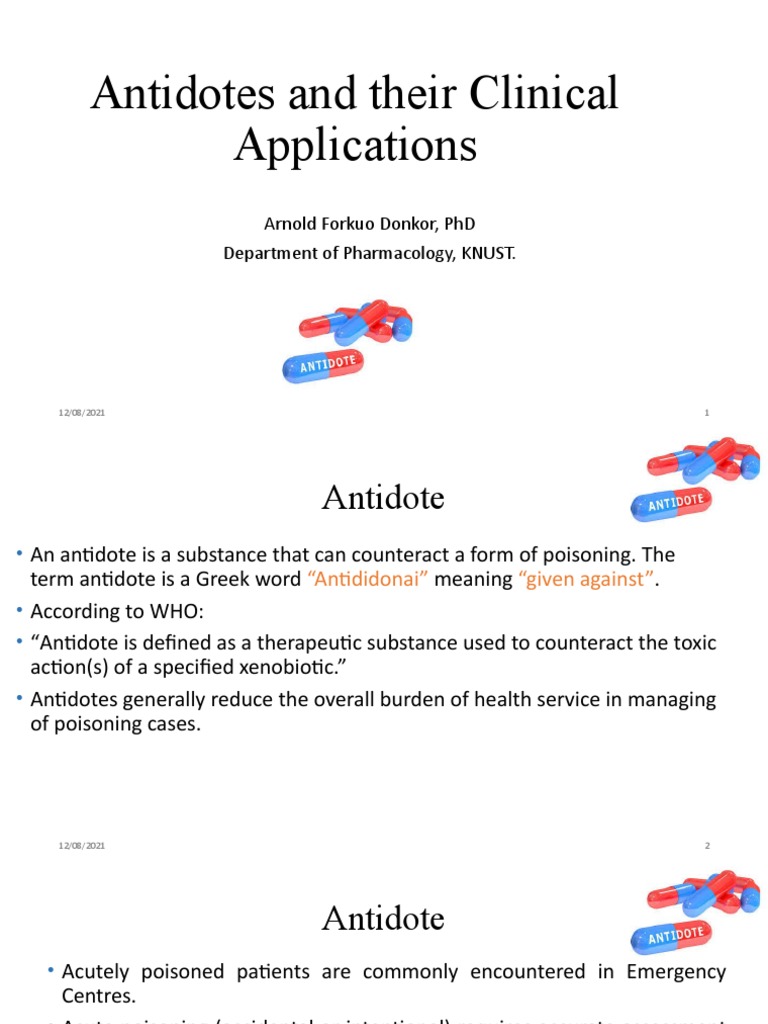 Antidotes and Their Clinical Applications NEW | PDF | Poison | Receptor ...